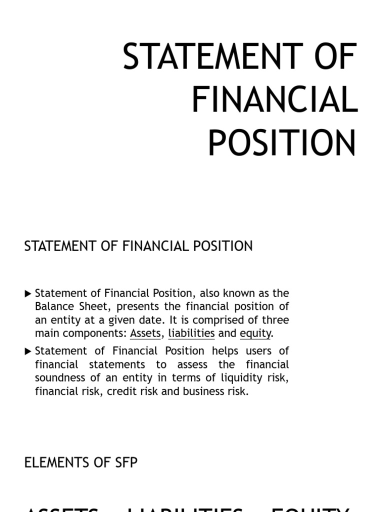 Elements of Statement of Financial Position | PDF | Balance Sheet ...