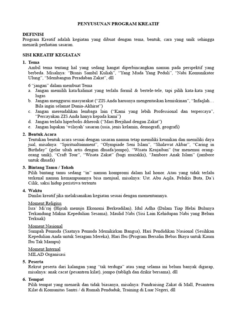 Panduan Program Kreatif | PDF | Karier & Perkembangan