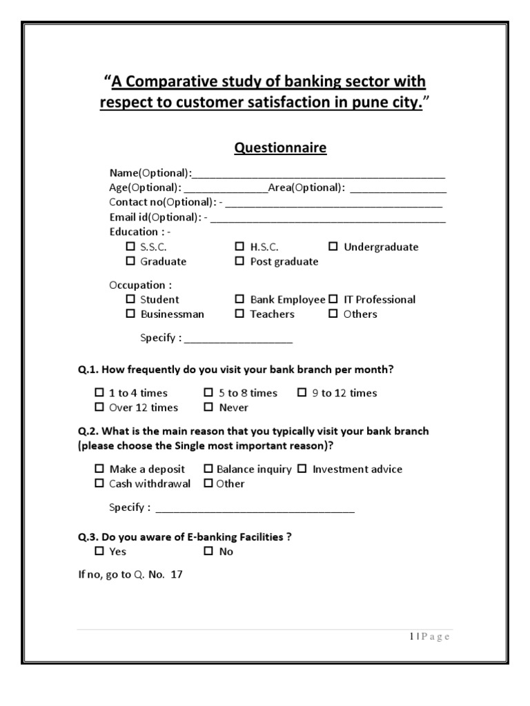Questionnaire | PDF | Automated Teller Machine | Online Banking