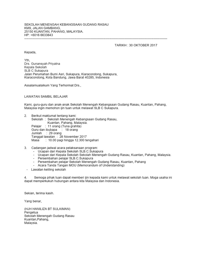 CONTOH SURAT KPD SEKOLAH SLB | PDF