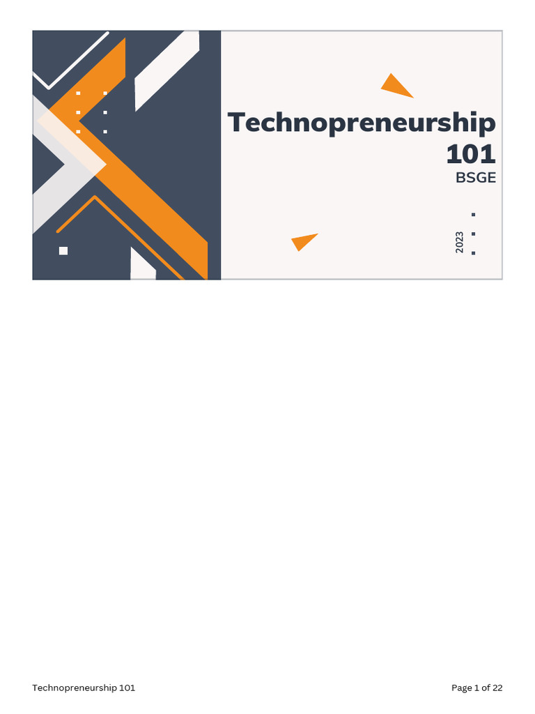 Technopreneurship 101 | PDF | Entrepreneurship | Business