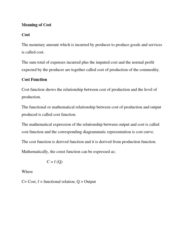 Short Run Cost Curves and Their Relationship | PDF