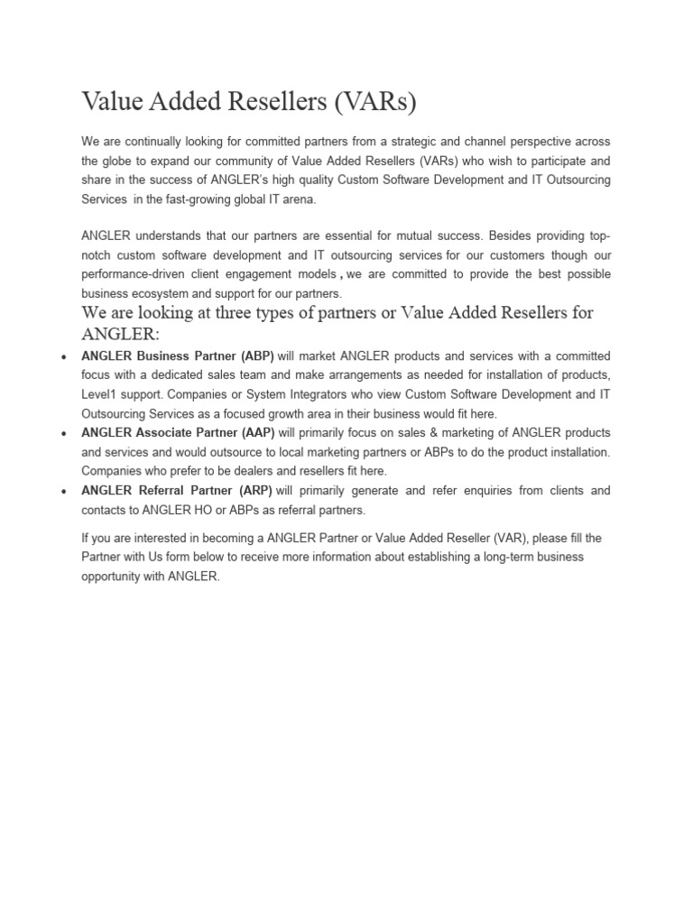 Value Added Resellers Content | PDF