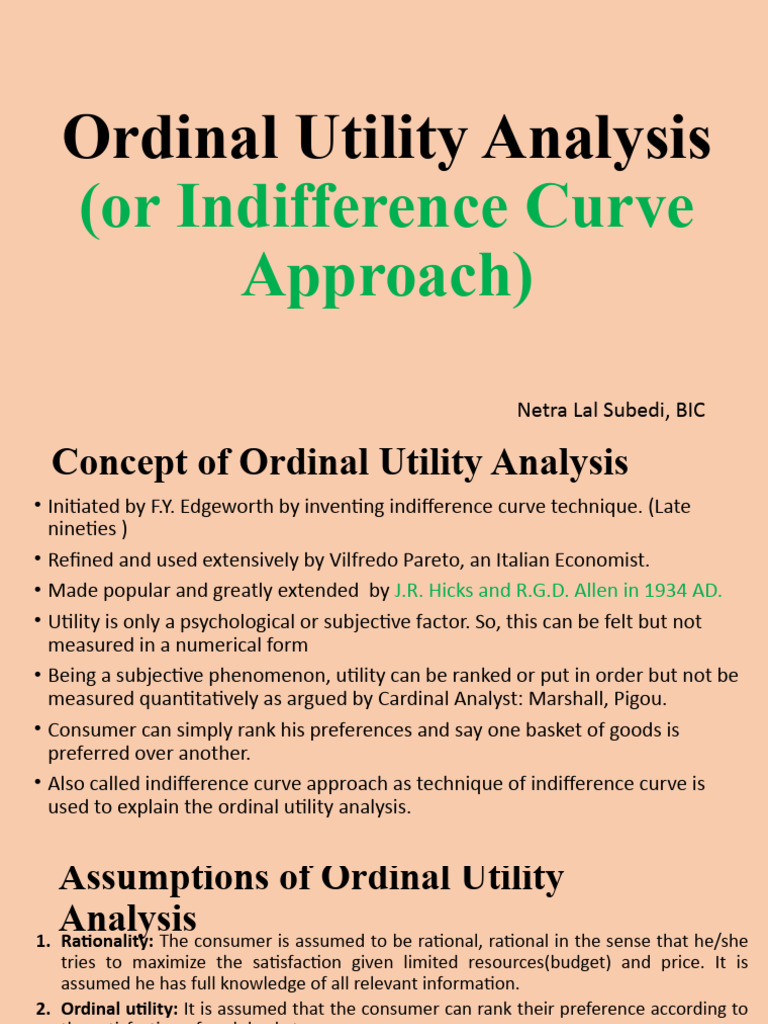 Ordinal Utility Analysis and Indifference Curves | PDF | Utility ...
