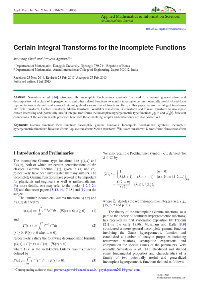 Laplace Transform Incomplete Functions | PDF | Laplace Transform ... Laplace Transform Incomplete Functions | PDF | Laplace Transform ...