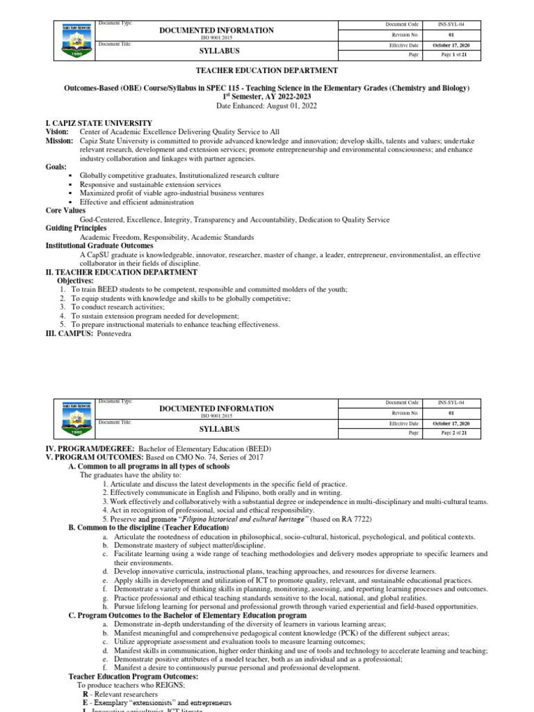 2022 - Teaching Science in Elem Grades (Chemistry and Biology) | PDF | Reproduction | Learning