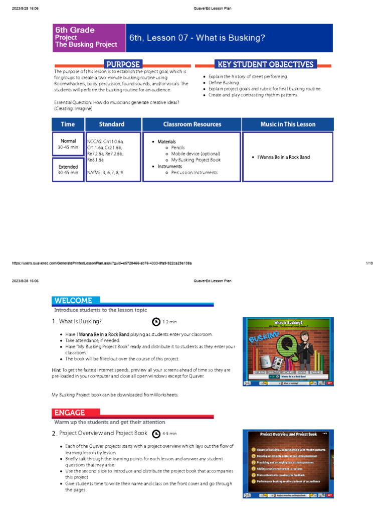 QuaverEd Lesson Plan 6-7 | PDF | Rhythm