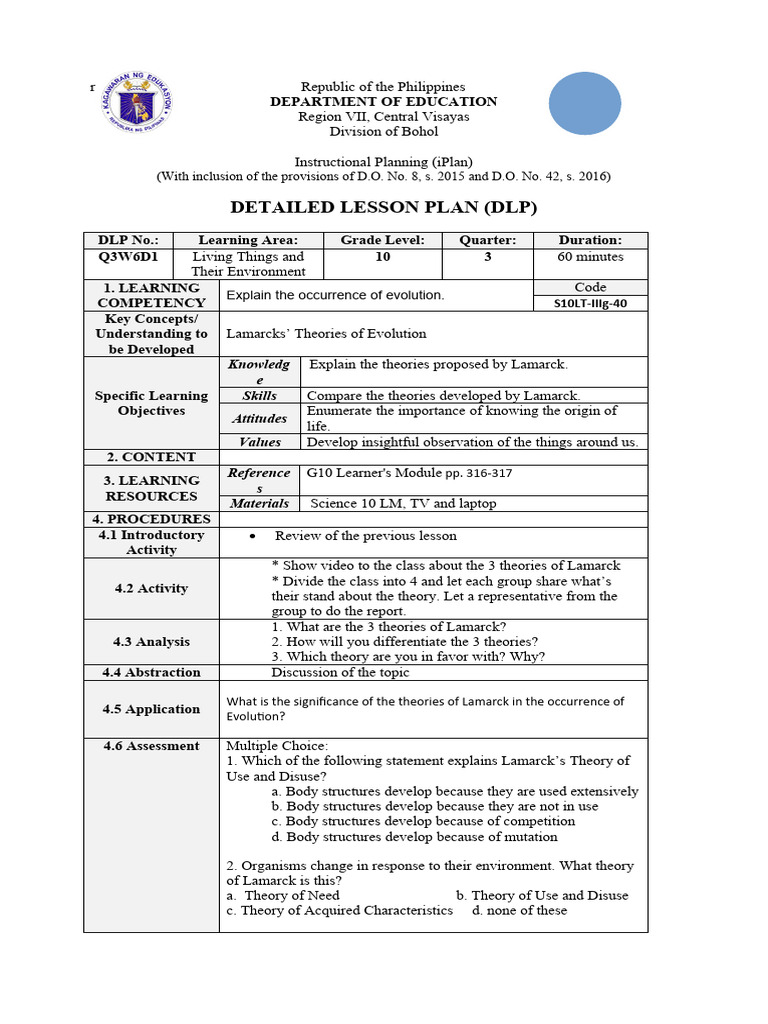 Science10 Q3 W6 D5 | PDF | Learning | Lesson Plan