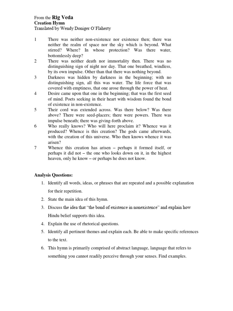 Rig Veda Creation and Night | PDF | Religious Belief And Doctrine