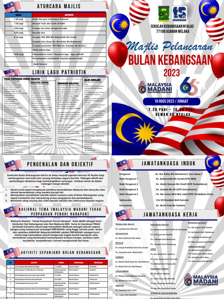 Buku Program Majlis Pelancaran Bulan Kebangsaan 2023 | PDF
