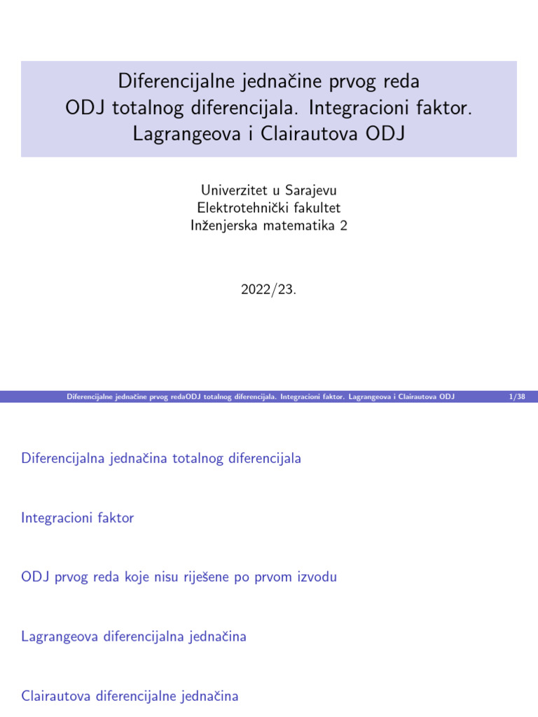 11 - ODJ Prvog Reda - II Dio | PDF