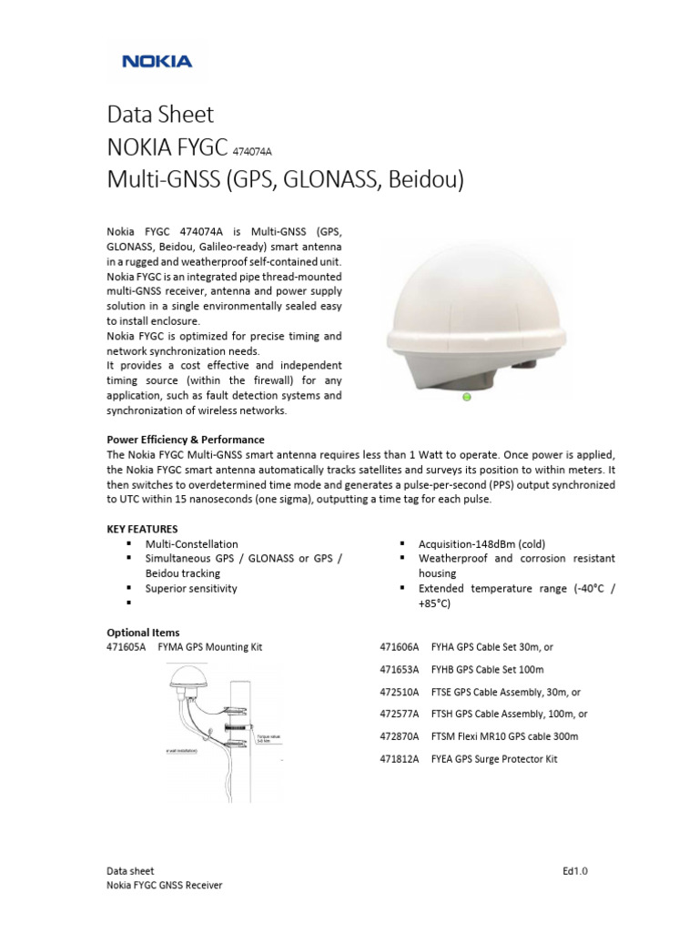Nokia FYGC 474074A AZNA Antenna | PDF | Global Positioning System ...