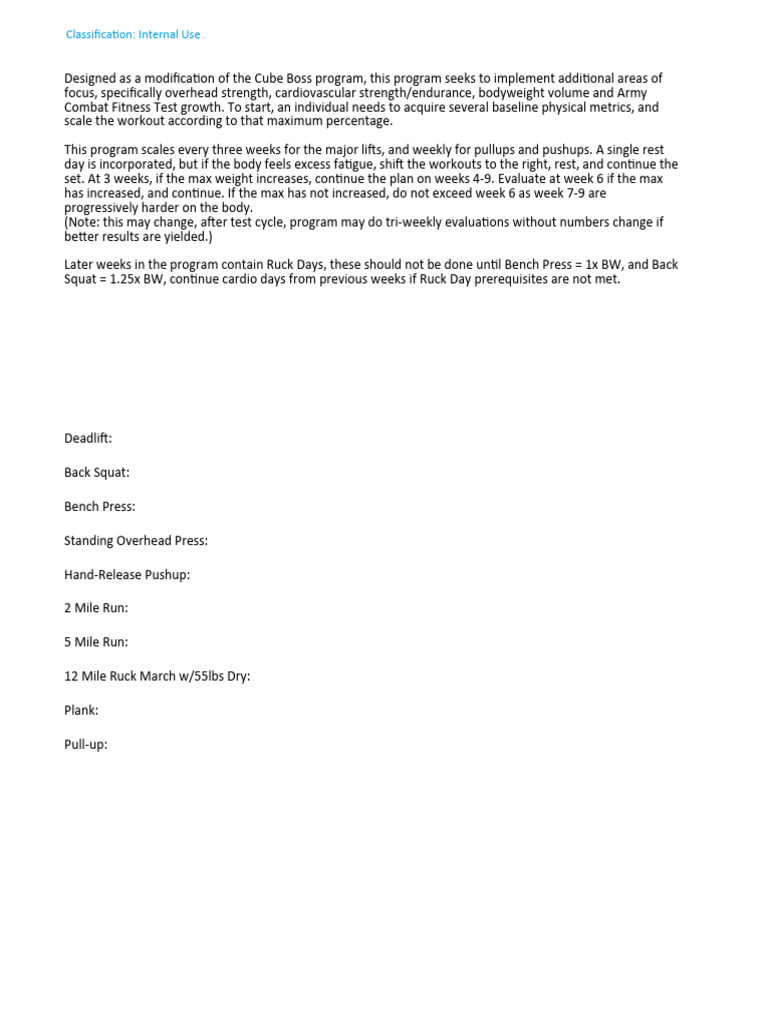 SFAS Workout Plan | PDF | Weight Training | Physical Exercise