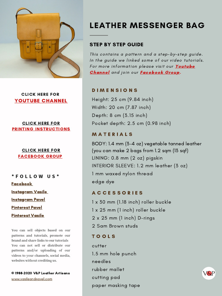 Leather Messenger Bag Step by Step Guide | PDF