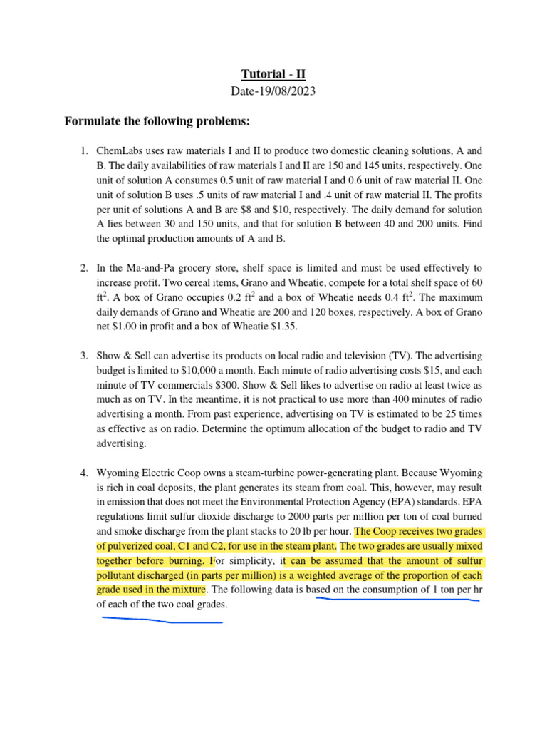 Tutorial - II: Date-19/08/2023 | PDF | Coal | Petroleum