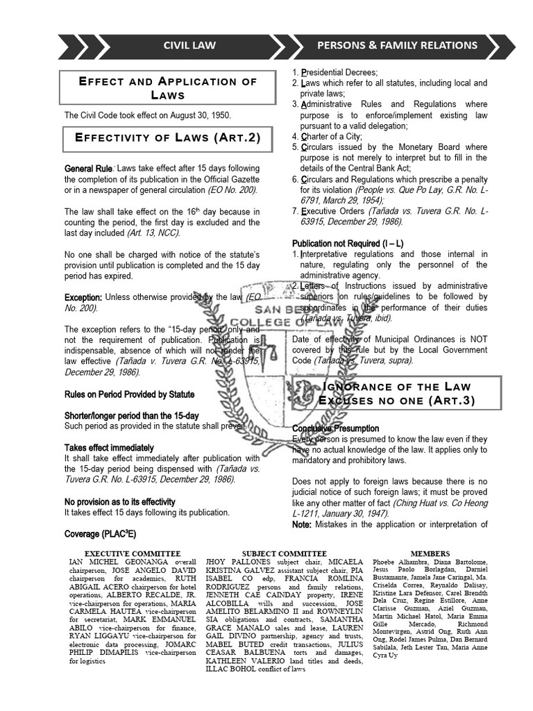 01 Memory Aid Persons and Family Relatio | PDF | Domicile (Law) | Precedent
