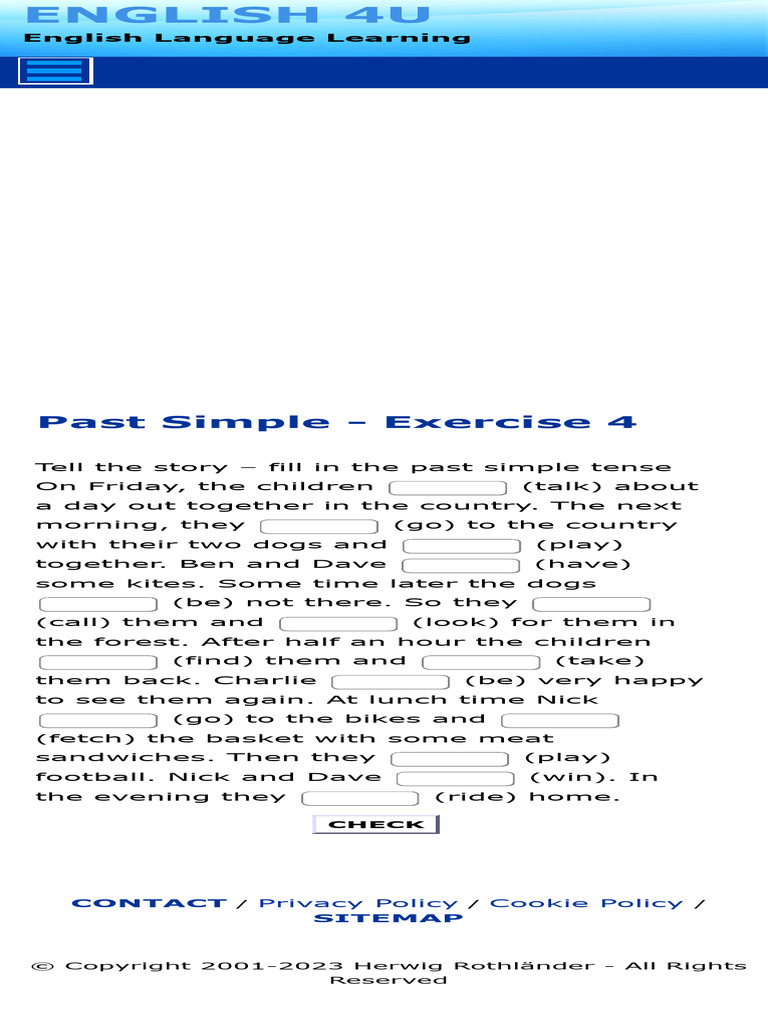 Past Simple - English Grammar Exercise English4u | PDF