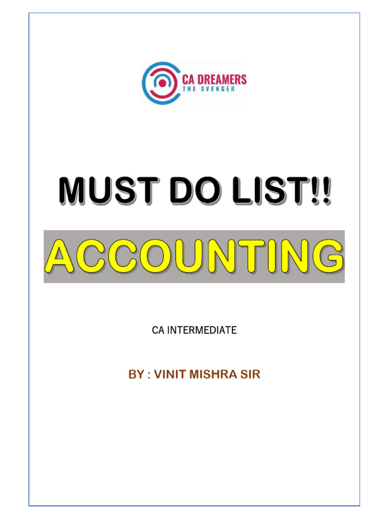 Accounts Must Do Questions by Vinit Mishra Sir | PDF | Expense | Equity ...