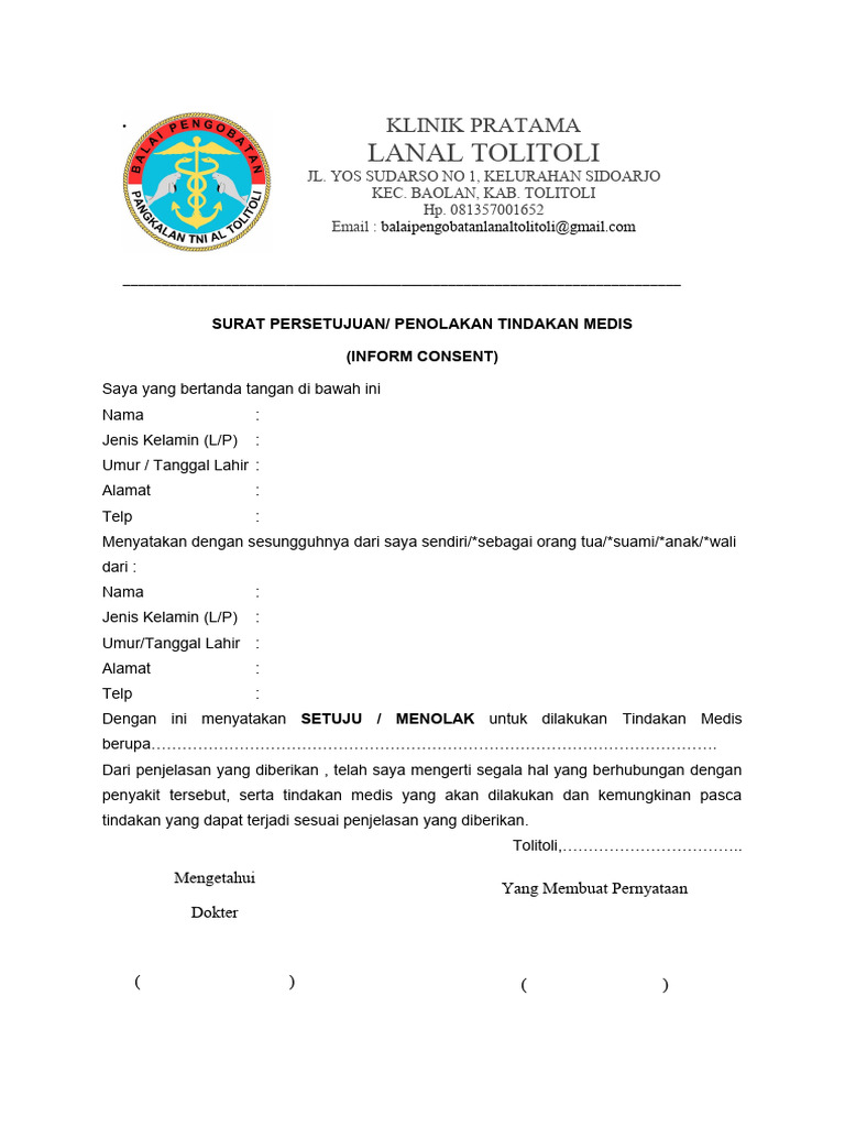 Surat Persetujuan Tindakan Medis | PDF