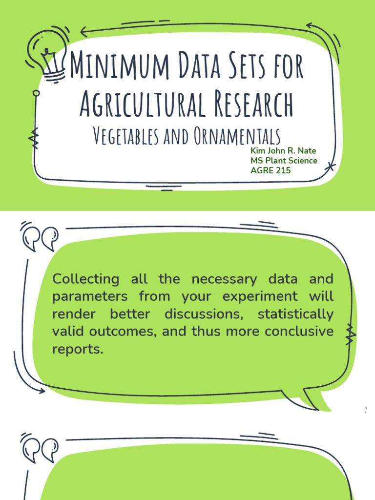 AGRE 215 Report - Minimum Data Sets - Vegetable and Ornamental Research | PDF | Vegetables | Flowers