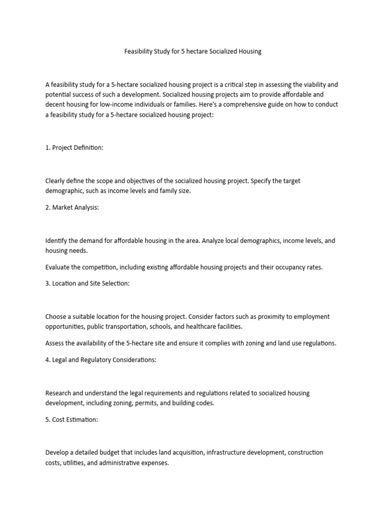 Feasibility Study For 5 Hectare Socialized Housing | PDF | Feasibility ...