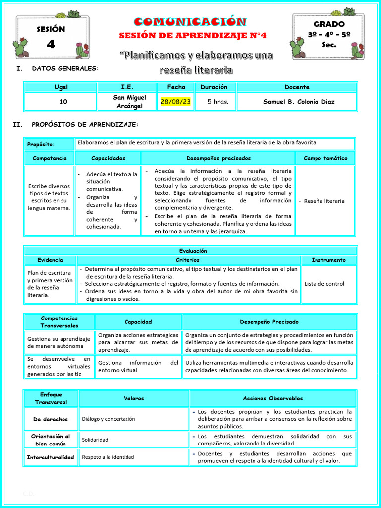 3°-4°-5° Sesión de Aprendizaje 2-Sem.1-El Peru Lee | PDF
