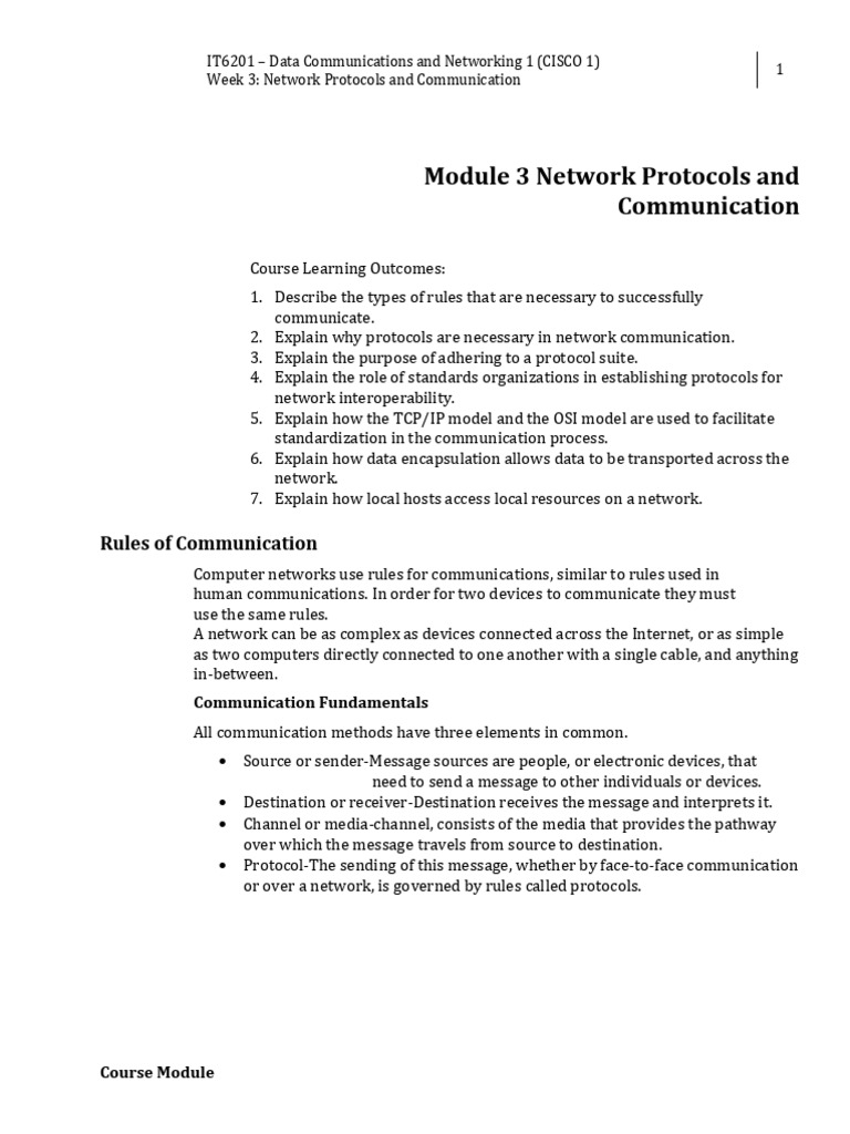 W3 Module Network Protocols And Communication Pdf Internet Protocol Suite Computer Network