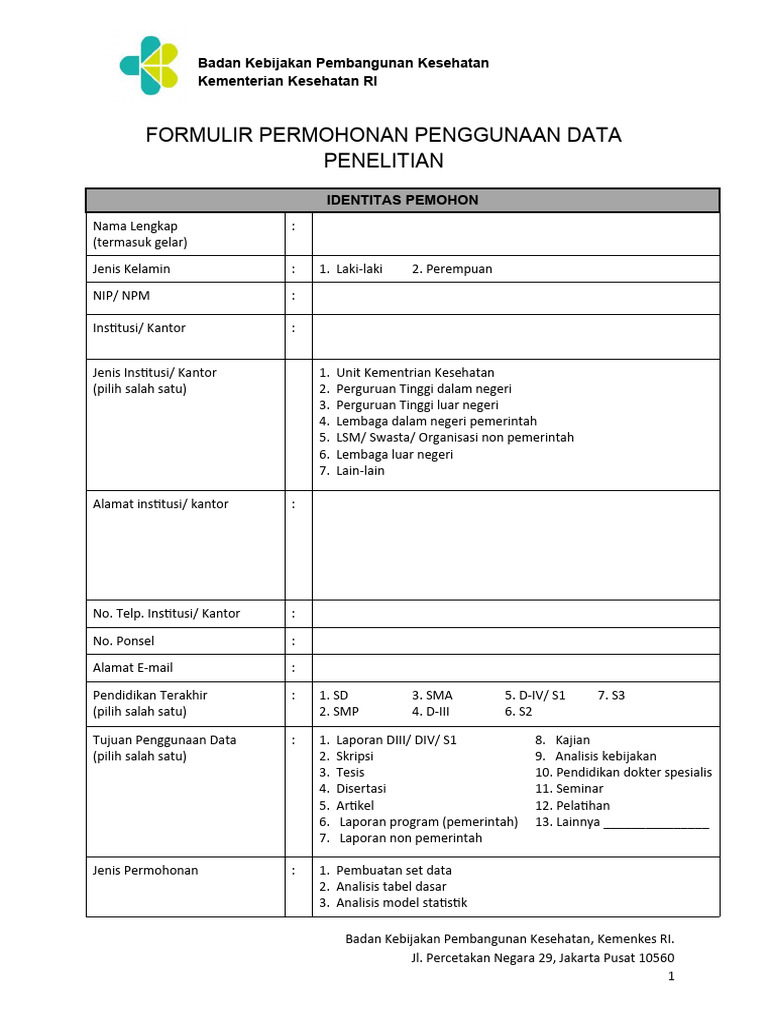 Form Permintaan Data | PDF