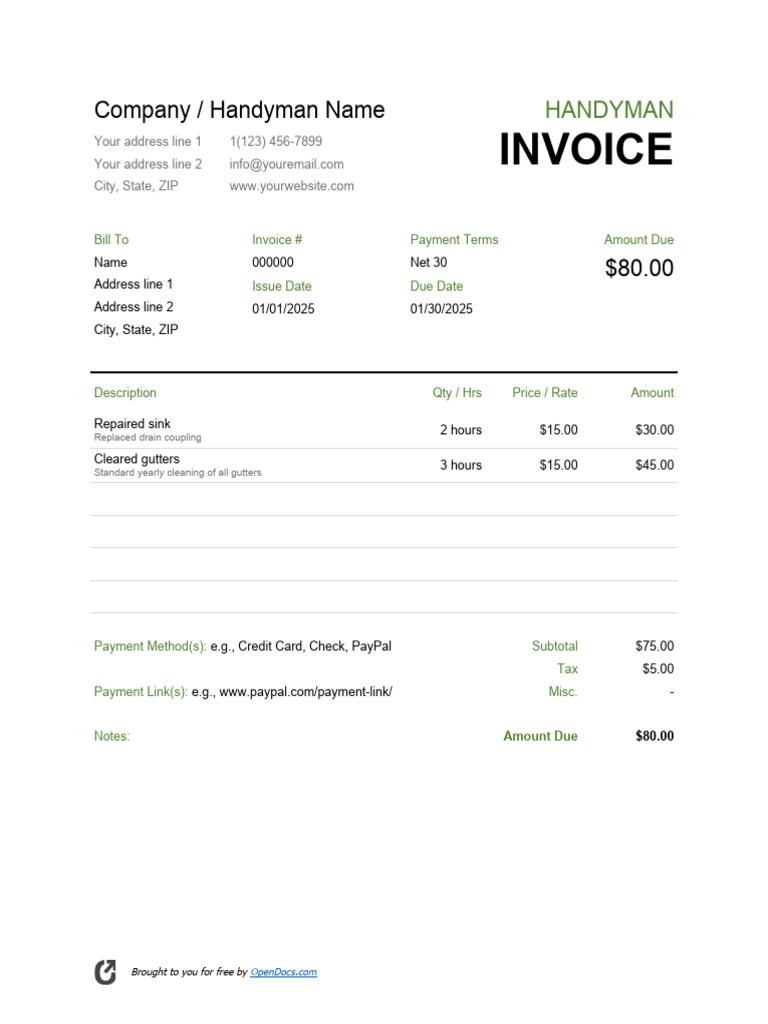 Handyman Invoice | PDF