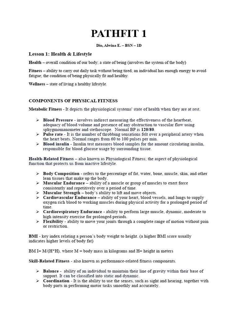 Pathfit 1 | PDF | Physical Fitness | Blood