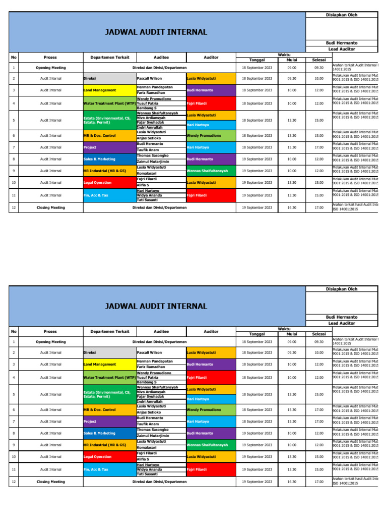 Schedule Audit Internal | PDF | Financial Economics | Business Process ...