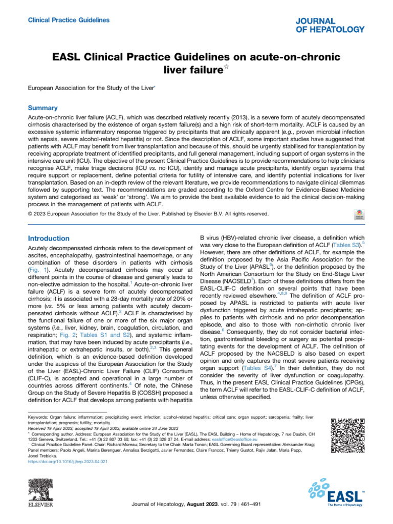 ACLF Guidelines 2023 | PDF | Cirrhosis | Medical Specialties