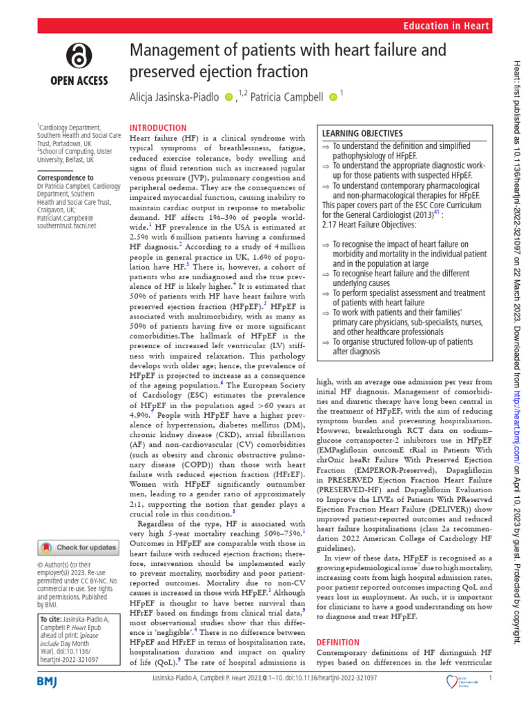 HFpEF Management 2023 | PDF | Heart Failure | Diastole