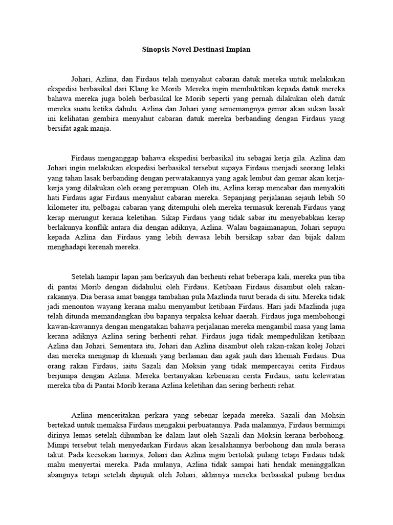 Nota Novel Destinasi Impian | PDF