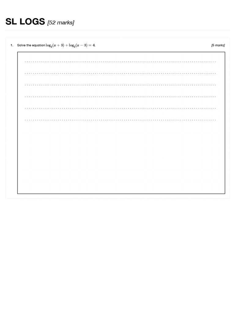 IB Questionbank - SL Logs Ws | PDF | Applied Mathematics | Mathematical Relations