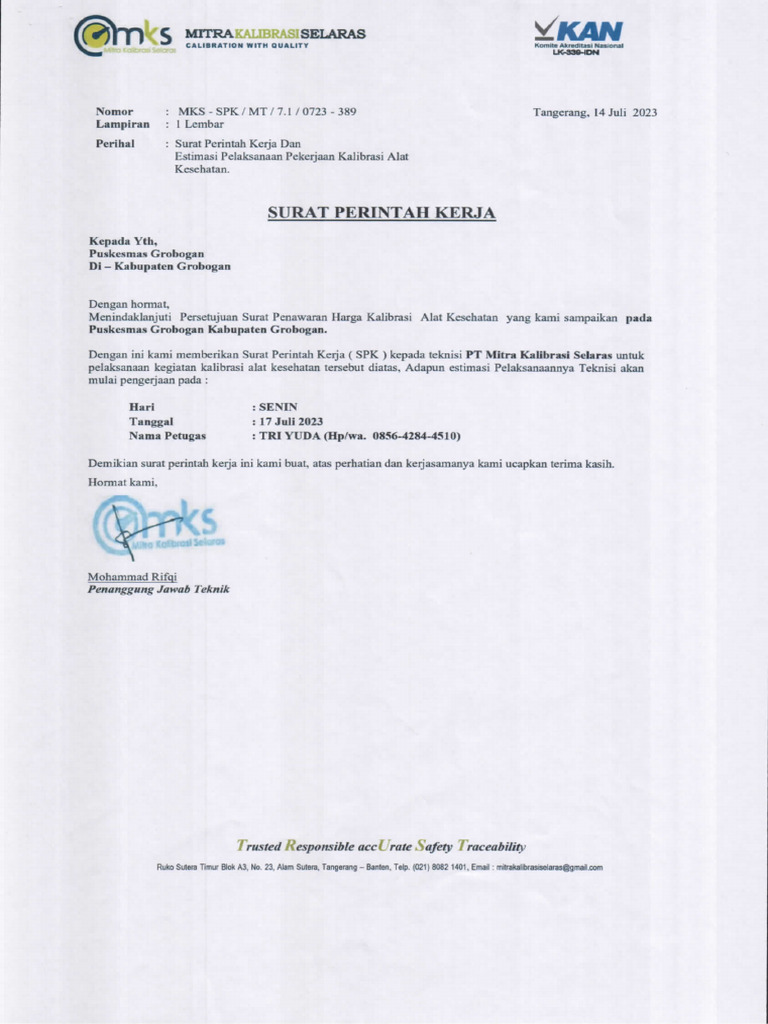Surat Perintah Kerja | PDF