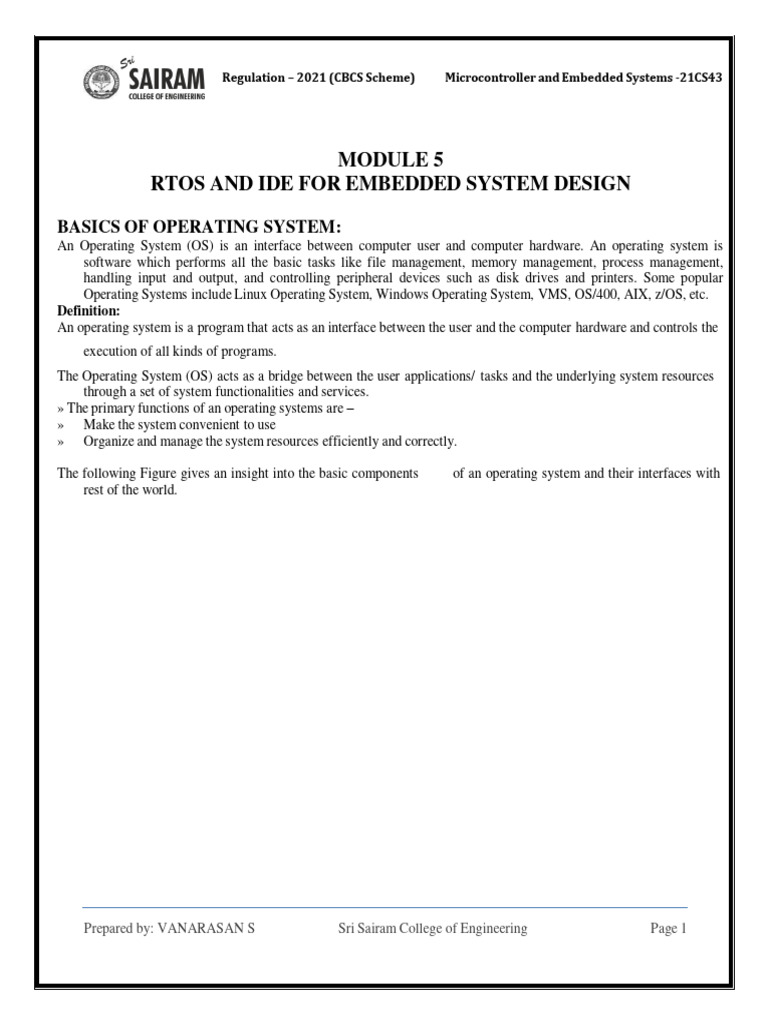 21CS43 Module 5 Microcontroller and Embedded Systems Prof VANARASAN | PDF | Process (Computing ...