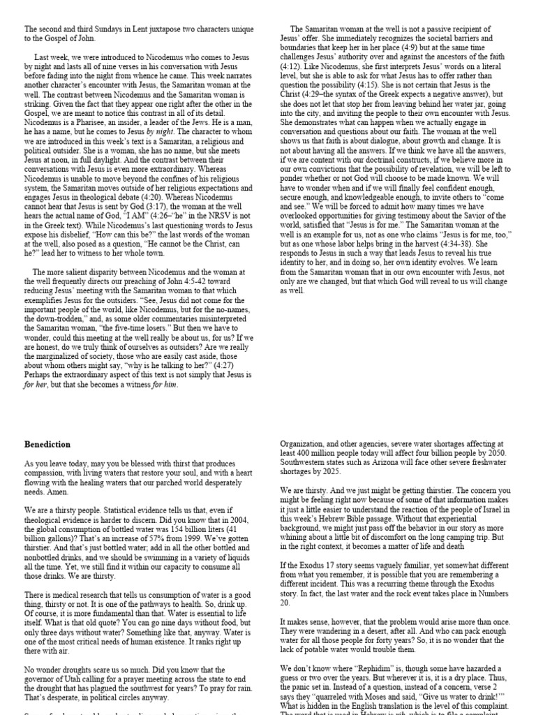 John 4 Verse 5-42 Preaching Notes | PDF | Jesus | Gospel Of John