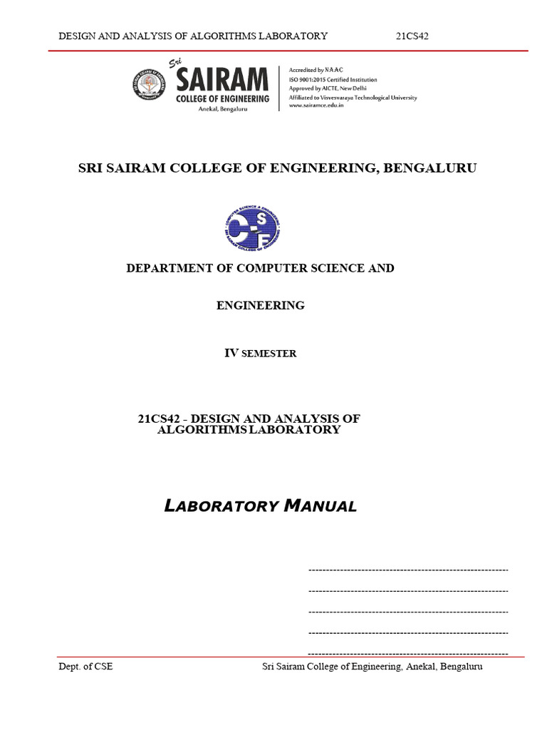 Daa Lab Manual 21cs42 Final Pdf Art