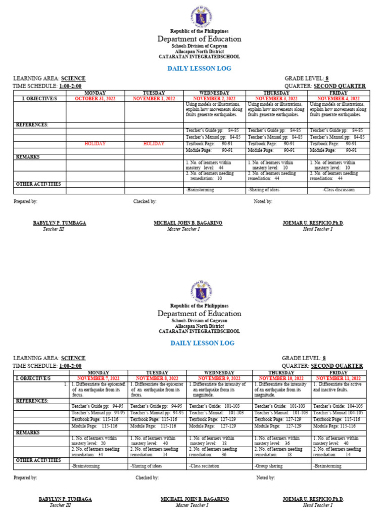 Dll-Grade 8 | PDF | Learning | Teachers