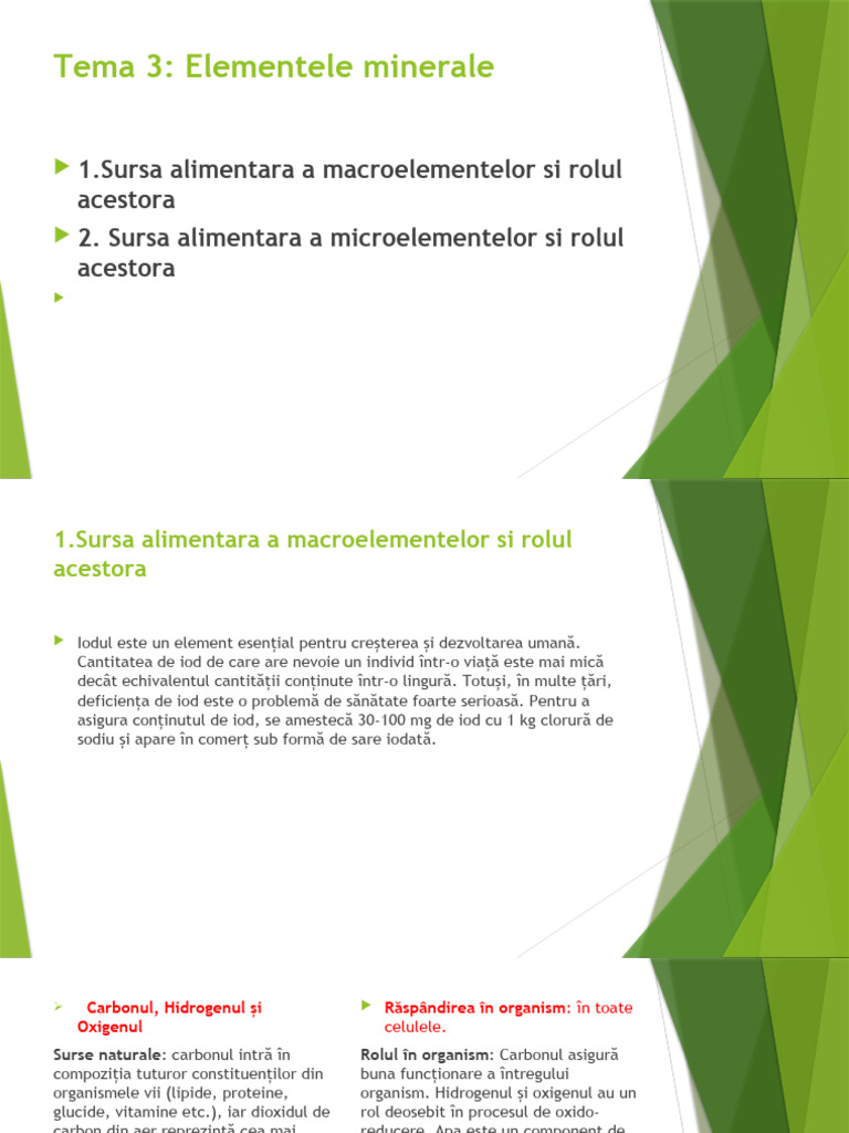 Tema 3 Elementele Minerale | PDF
