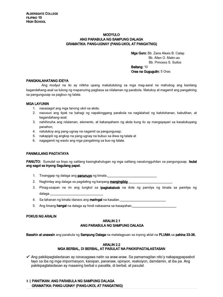 Ang Sampung Dalaga | PDF