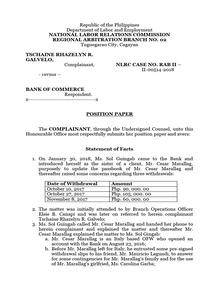 Position Paper | PDF | Employment | Lawsuit
