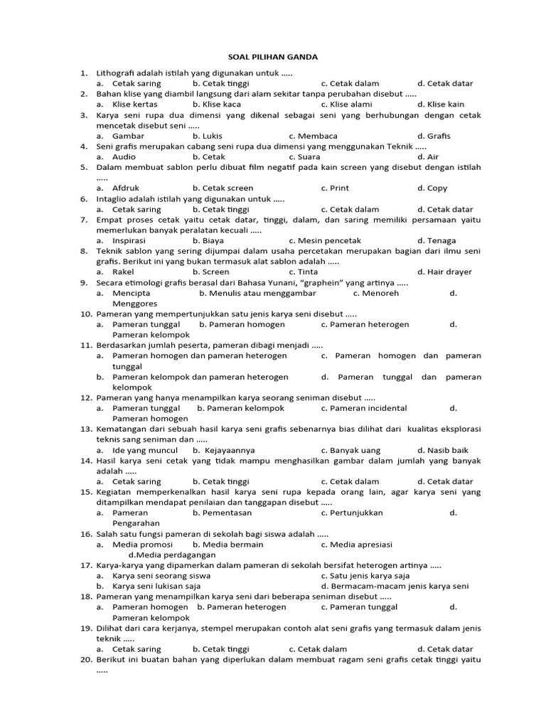 Kisi-Kisi SBK Kelas 9 Genap | PDF | Seni