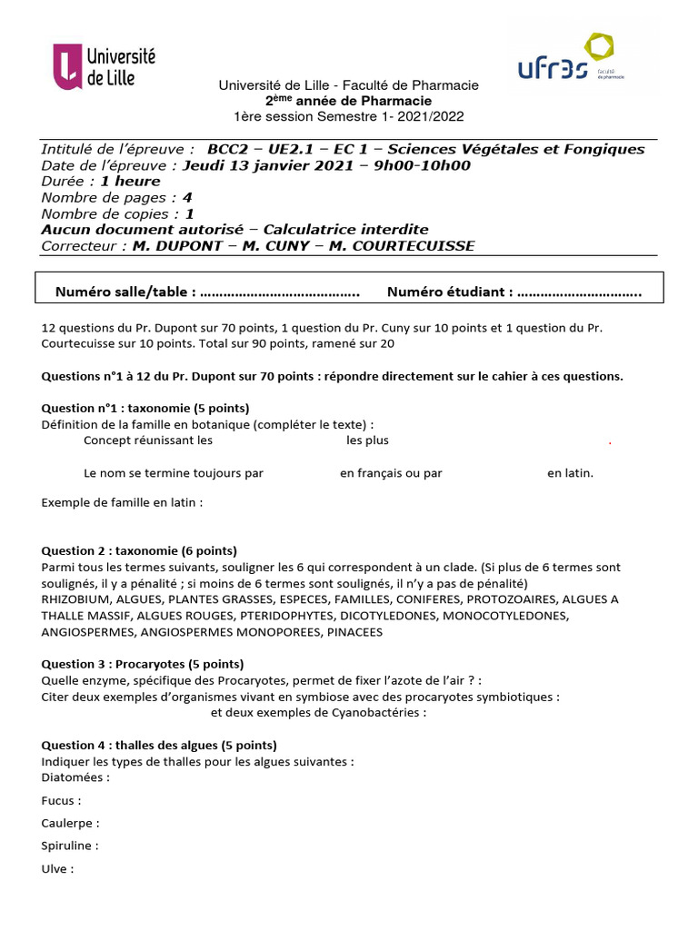 7 - BCC2 - UE2.1 - EC1 Botanique | PDF