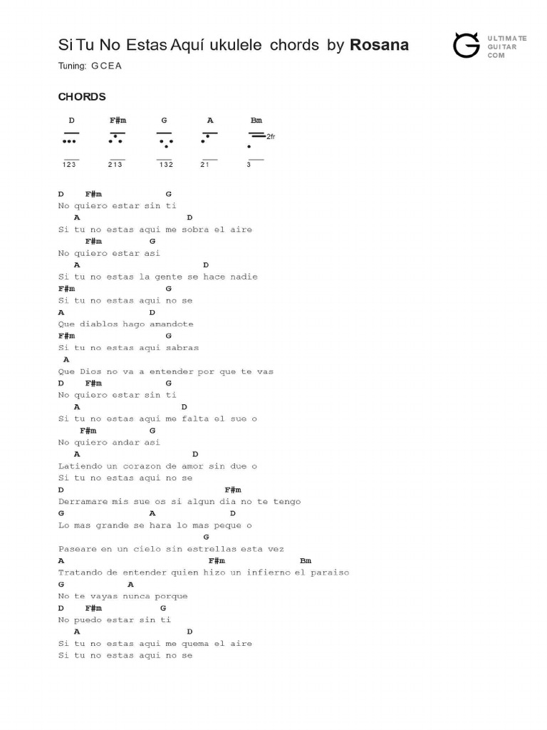 Si Tu No Estas Aquí Ukulele Chords | PDF