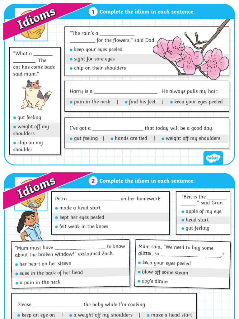 KS1 Complete The Idioms Pack - General Idioms 1 | PDF