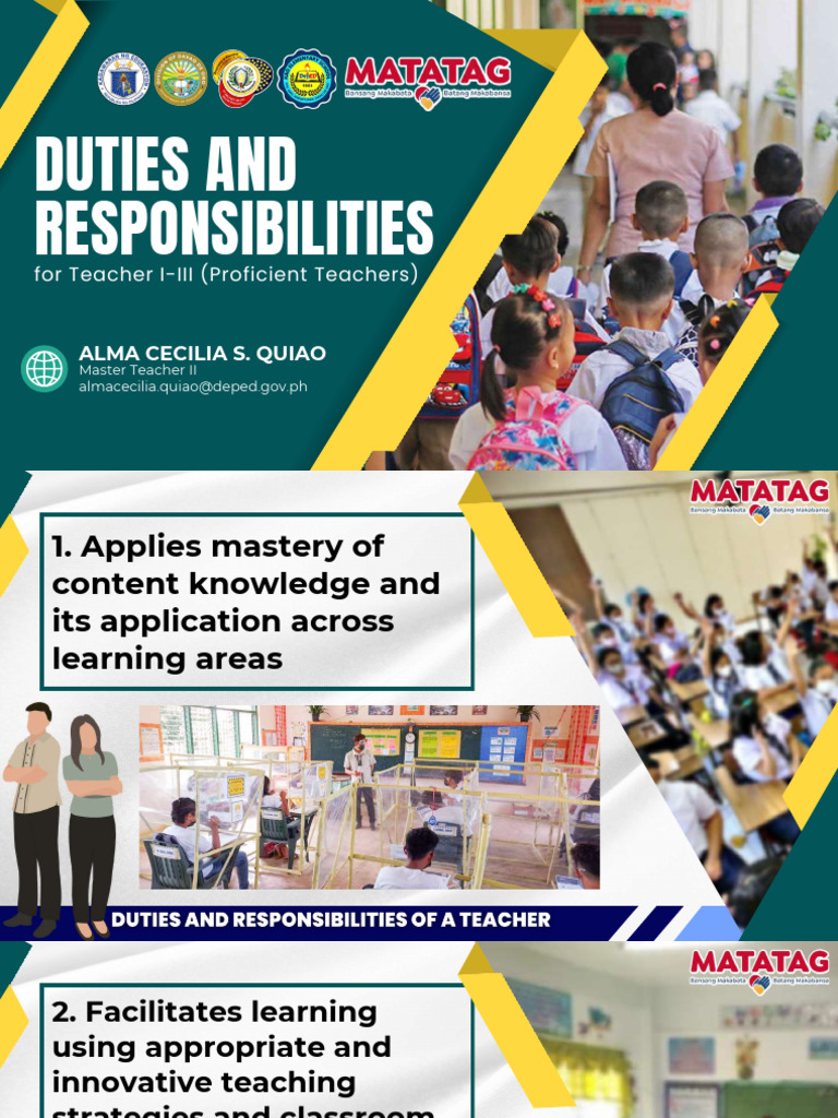 Duties and Responsibilities of A Teacher - Compressed | PDF | Career ...
