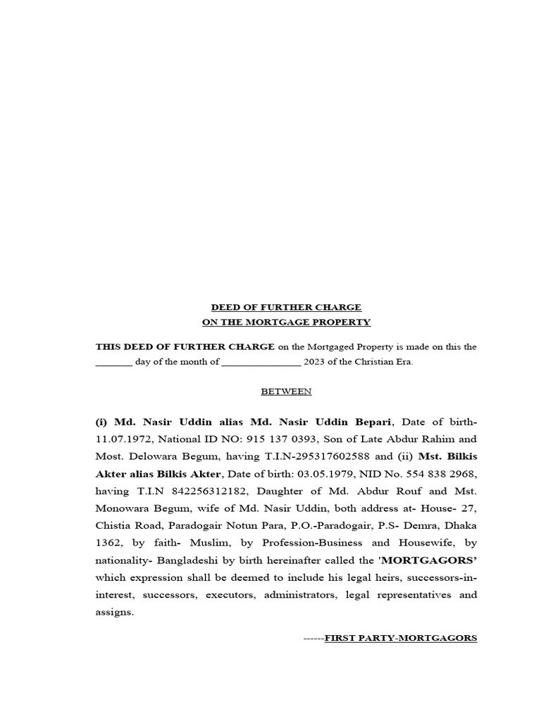 Deed of Further Charge Nishad Embroidery | PDF