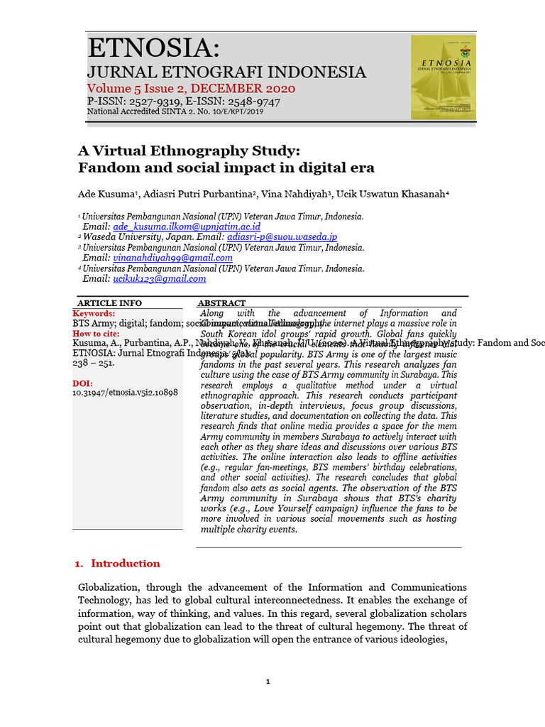 A Virtual Ethnography Study - Fandom and Social Impact in Digital Era ...